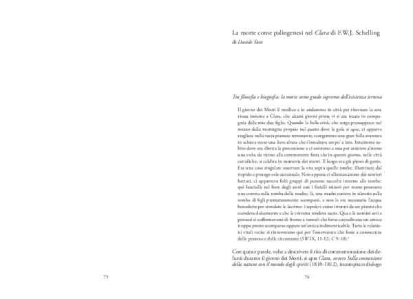(PDF) La morte come palingenesi nel Clara di F.W.J. Schelling