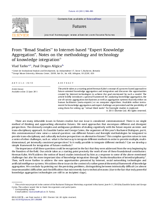 (PDF) From “Broad Studies” to Internet-based “Expert Knowledge ...