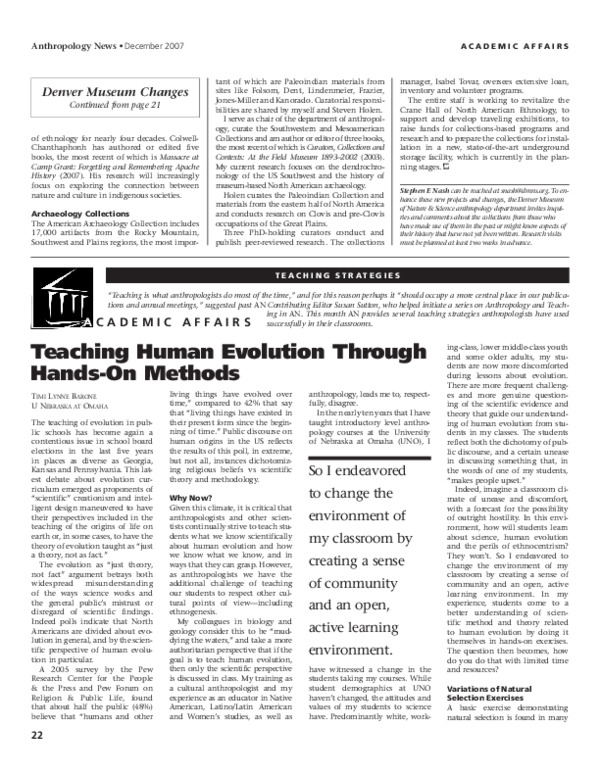 (PDF) Teaching Human Evolution Through Hands-On Methods