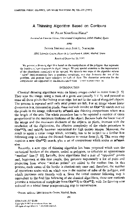(PDF) A thinning algorithm based on contours | Javier Jiménez - Academia.edu