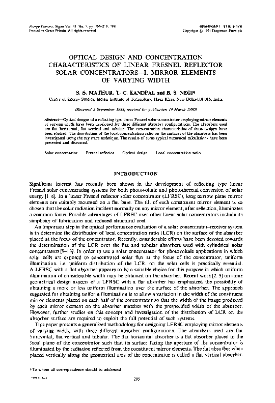 (PDF) Optical design and concentration characteristics of linear ...