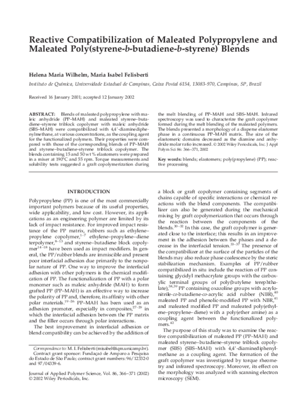 (PDF) Reactive compatibilization of maleated polypropylene and maleated ...