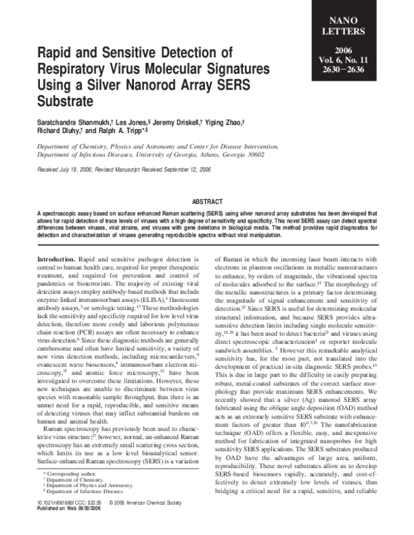 (PDF) Rapid and Sensitive Detection of Respiratory Virus Molecular Signatures Using a Silver ...