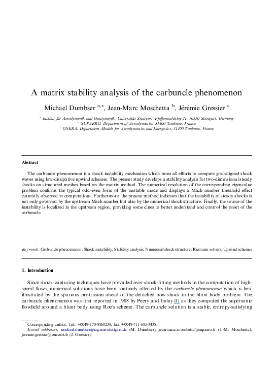 (PDF) A Matrix Stability Analysis of the Carbuncle Phenomenon