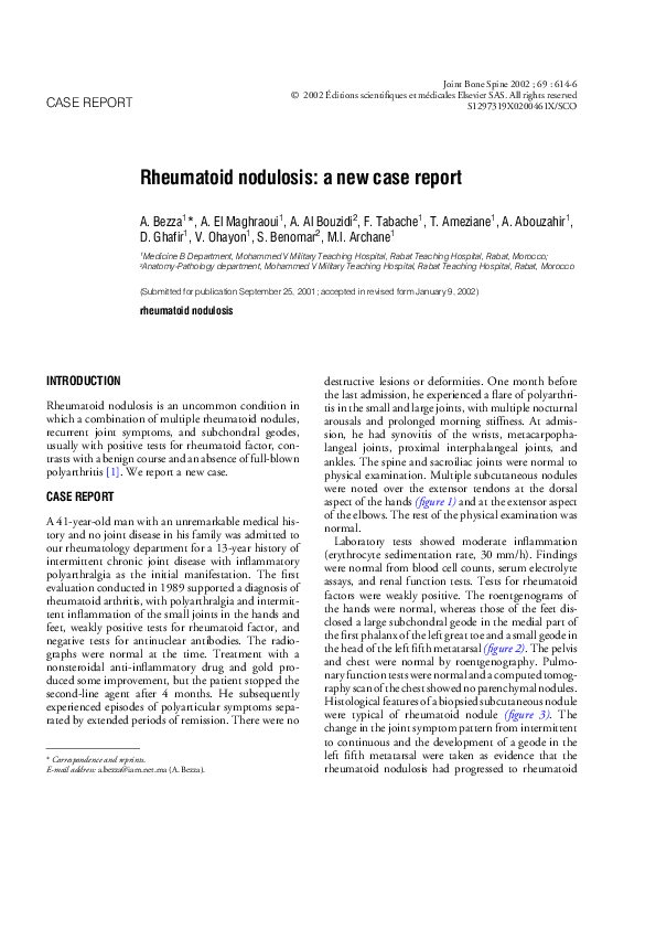 (PDF) Rheumatoid nodulosis: a new case report