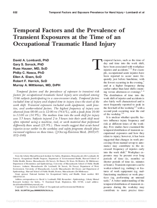 (PDF) Temporal Factors and the Prevalence of Transient Exposures at the ...