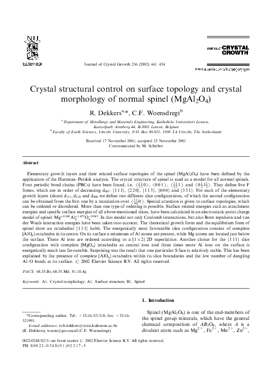 (PDF) Crystal structural control on surface topology and crystal ...