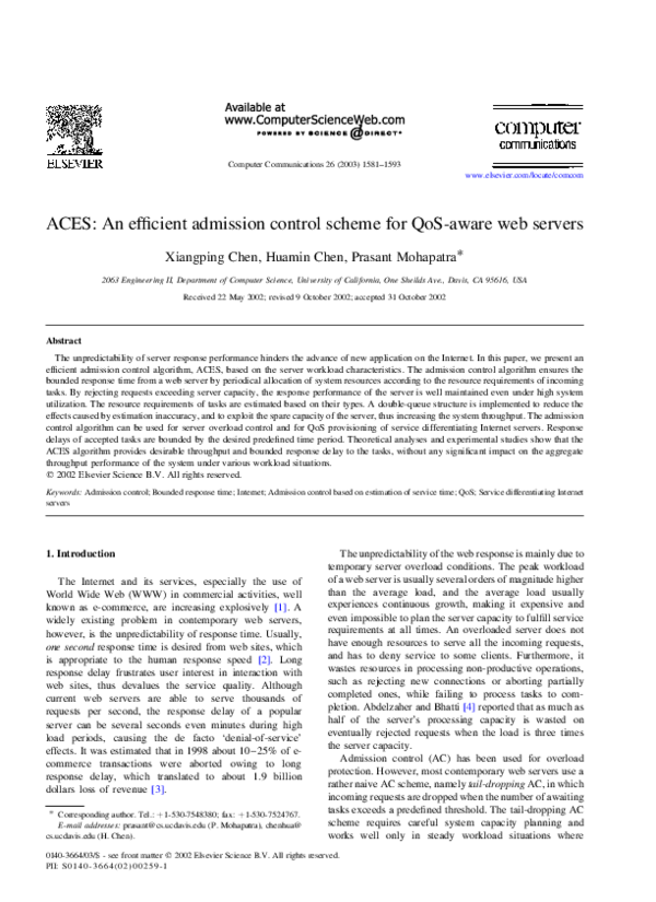 (PDF) ACES: An efficient admission control scheme for QoS-aware web servers