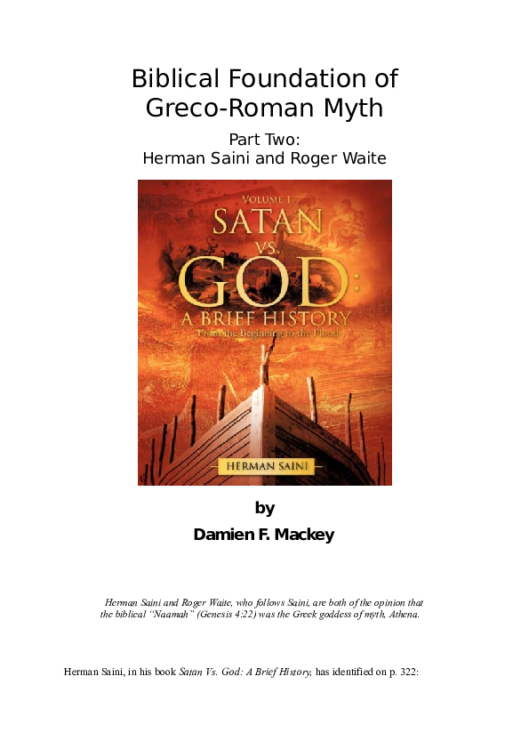 (DOC) Biblical Foundation of Greco-Roman Myth. Part Two: Herman Saini ...
