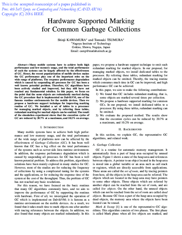 (PDF) Hardware Supported Marking for Common Garbage Collections ...