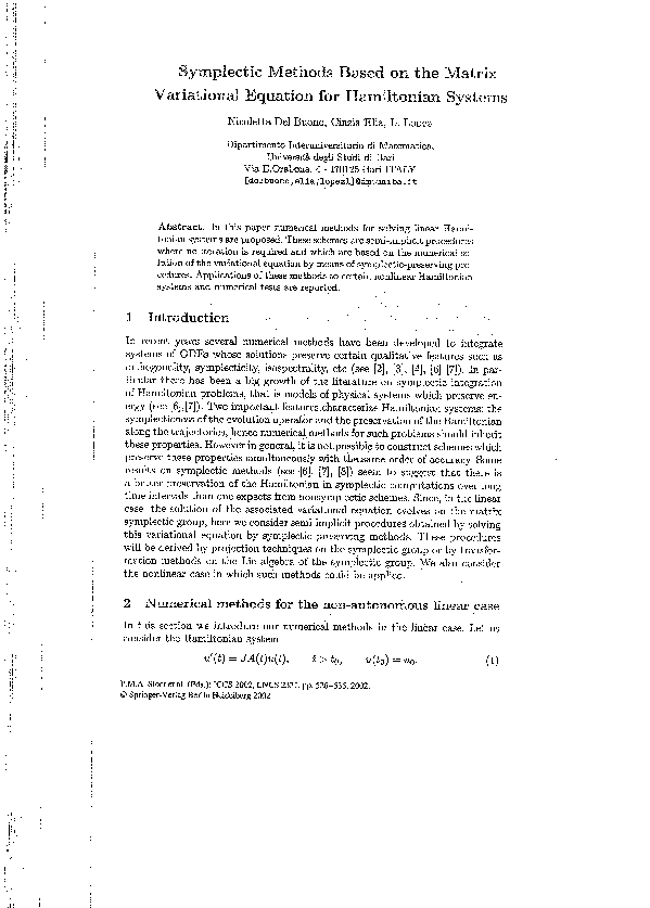 (PDF) Symplectic Method Based on the Matrix Variational Equation for ...