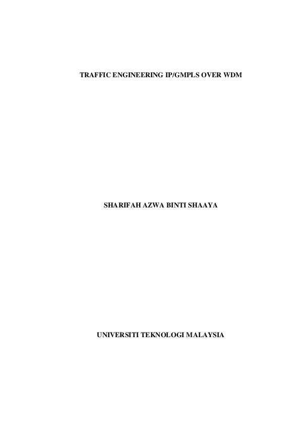 (PDF) Traffic Engineering of IP/GMPLS Over WDM