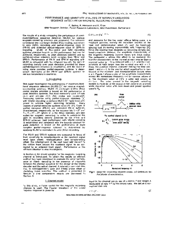 Pdf Performance And Sensitivity Analysis Of Maximum Likelihood Sequence Detection On Magnetic 3840