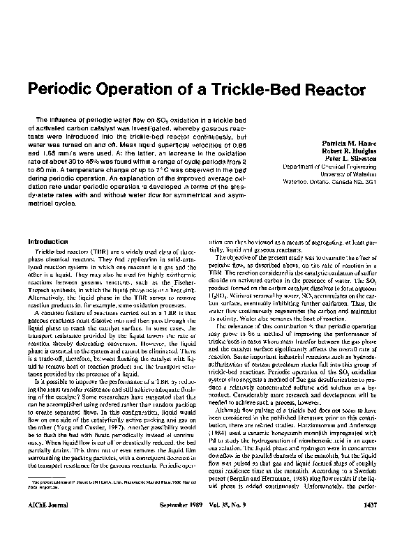 (PDF) Periodic operation of a trickle-bed reactor