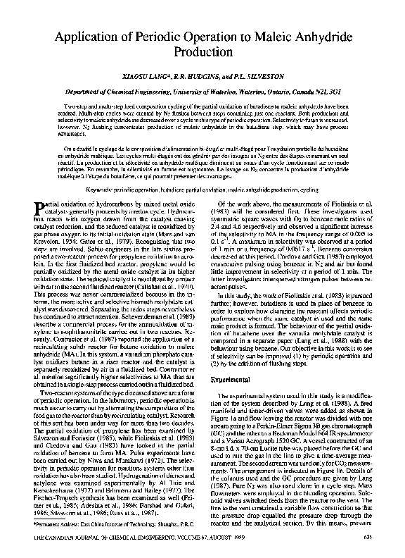 (PDF) Application of periodic operation to maleic anhydride production ...