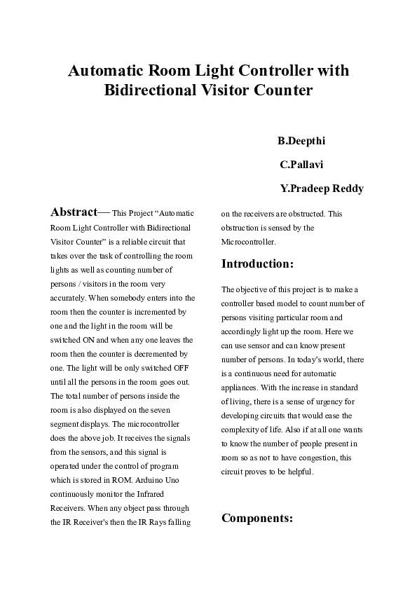 (DOC) Automatic Room Light Controller with Bidirectional Visitor Counter