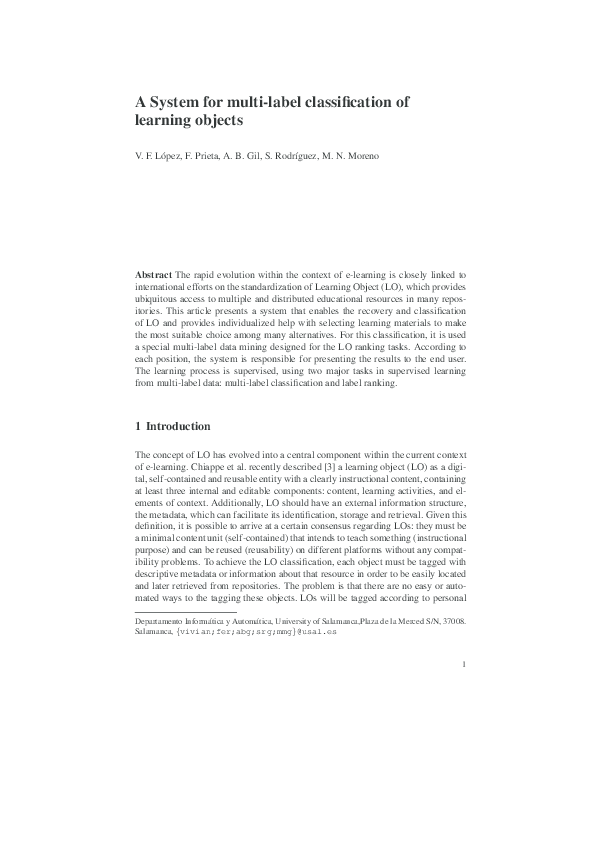 (PDF) A System for Multi-label Classification of Learning Objects