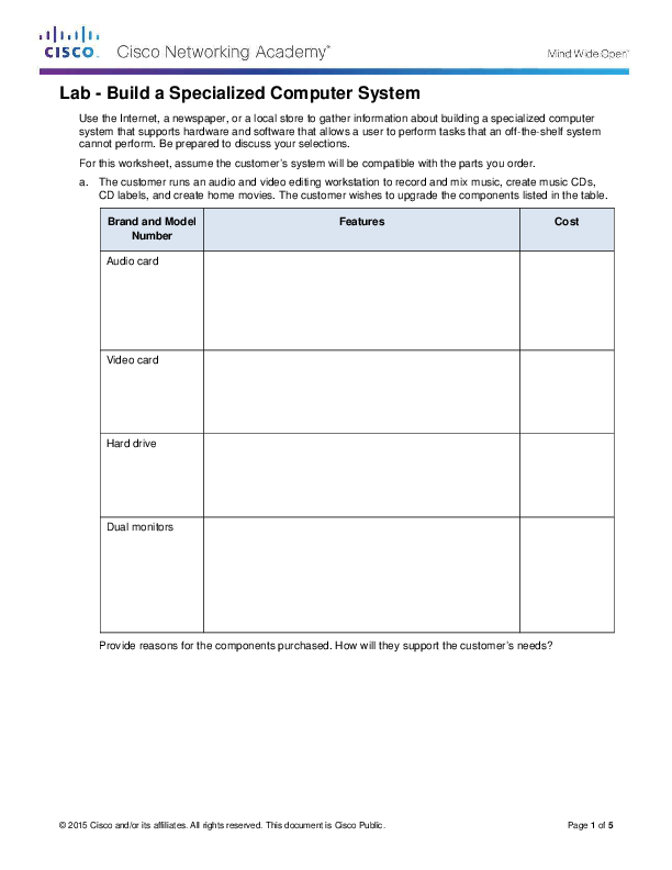 (PDF) Lab -Build a Specialized Computer System