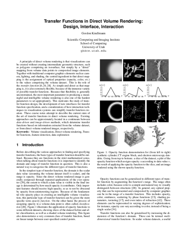 (PDF) Transfer Functions in Direct Volume Rendering: Design Interface Interaction