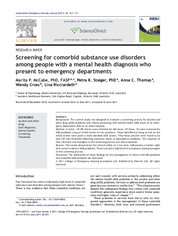(PDF) Screening for comorbid substance use disorders among people with ...