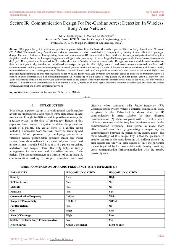 (PDF) Secure IR Communication Design For Pre-Cardiac Arrest Detection ...