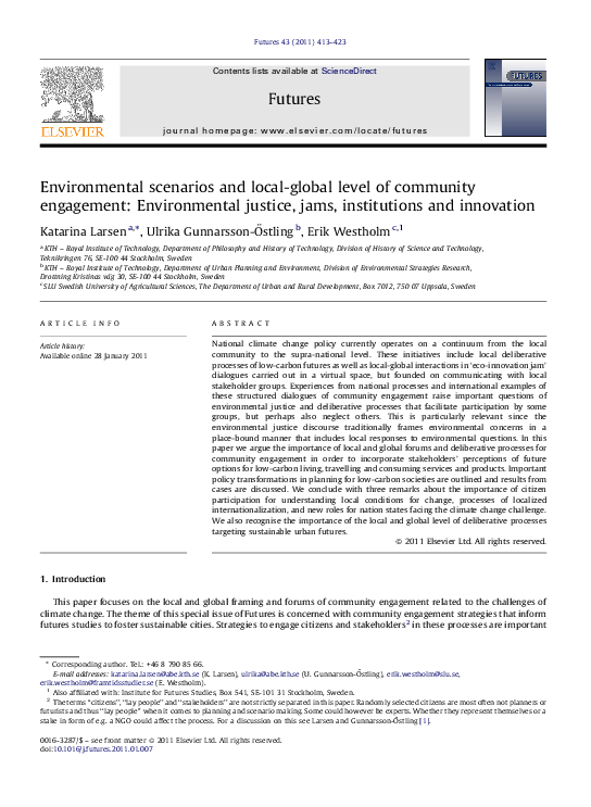 (PDF) Environmental scenarios and local-global level of community ...