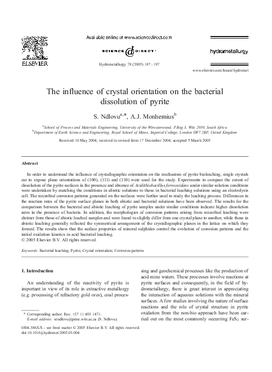 (PDF) The influence of crystal orientation on the bacterial dissolution ...