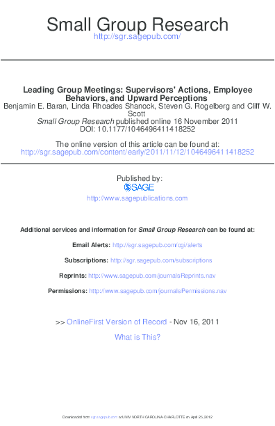 (PDF) Small Group Research Behaviors, and Upward Perceptions Leading ...