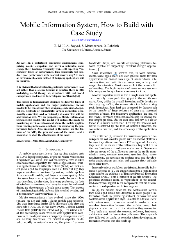 (PDF) Mobile Information System, How to Build with Case Study