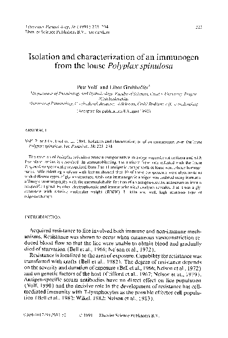(PDF) Isolation and characterization of an immunogen from the louse ...