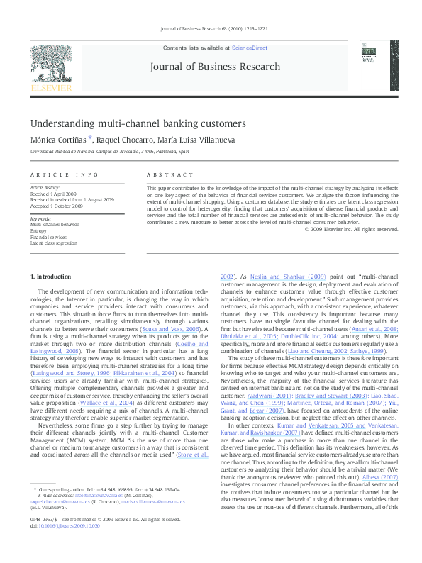 (PDF) Understanding multi-channel banking customers