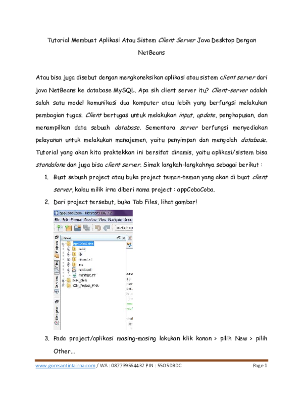 Pdf Cara Membuat Aplikasi Atau Sistem Client Server Java Desktop Dengan Netbeans Muhammad