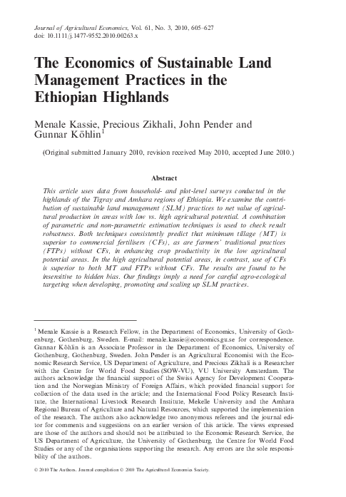 (PDF) The Economics of Sustainable Land Management Practices in the ...