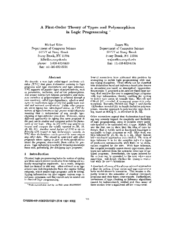 (PDF) A First-Order Theory of Types and Polymorphism in Logic Programming