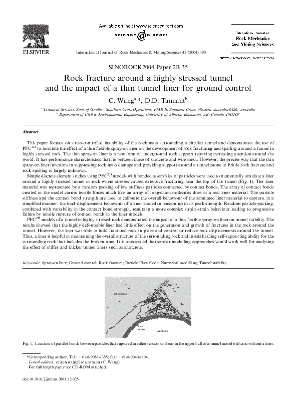 (PDF) Rock fracture around a highly stressed tunnel and the impact of a ...