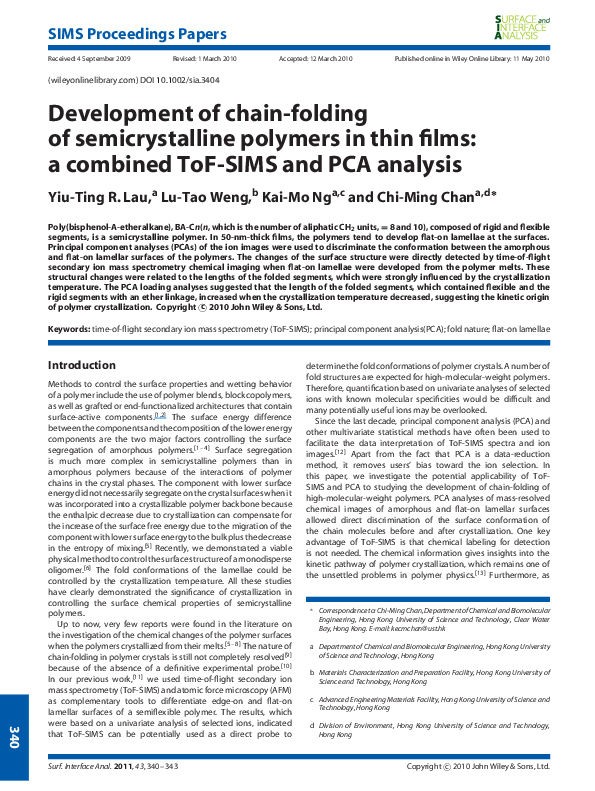 (PDF) Development of chain-folding of semicrystalline polymers in thin ...