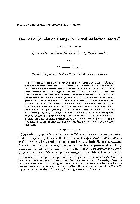 (PDF) Electronic correlation energy in 3- and 4-electron atoms