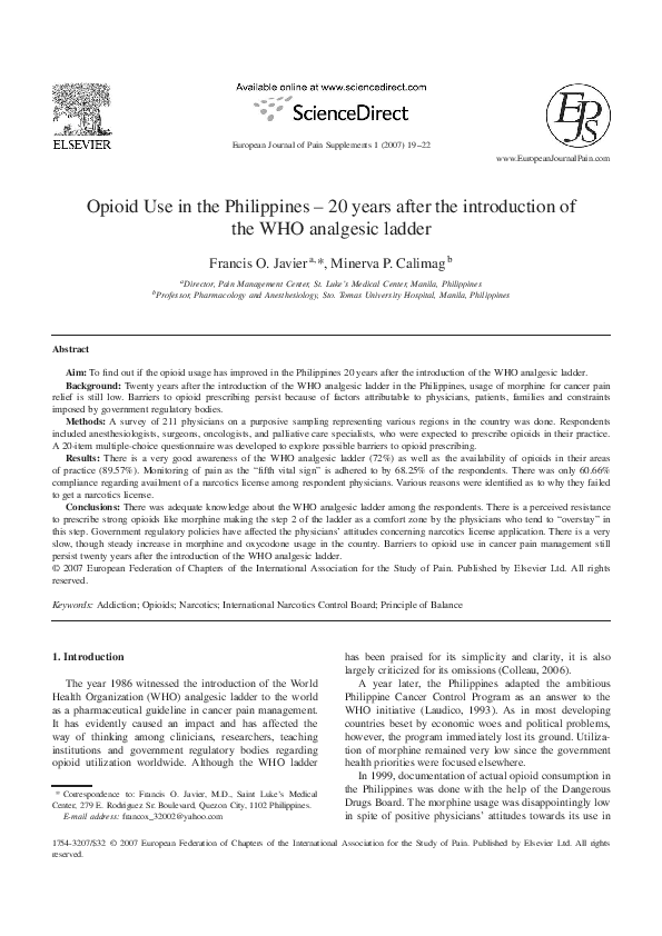 (PDF) Opioid Use in the Philippines – 20 years after the introduction ...