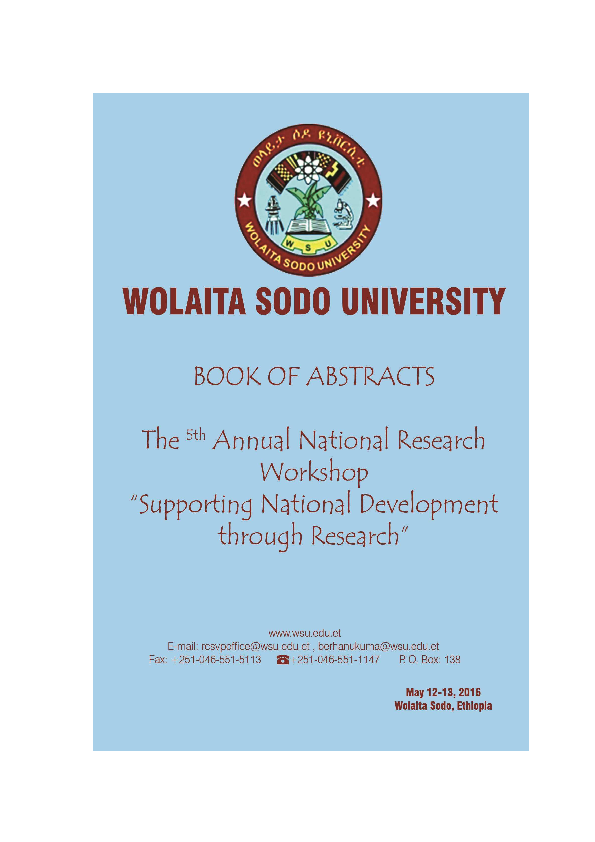 (PDF) Wolaita Sodo University 5th AnnualNational Research Workshop_2016 ...