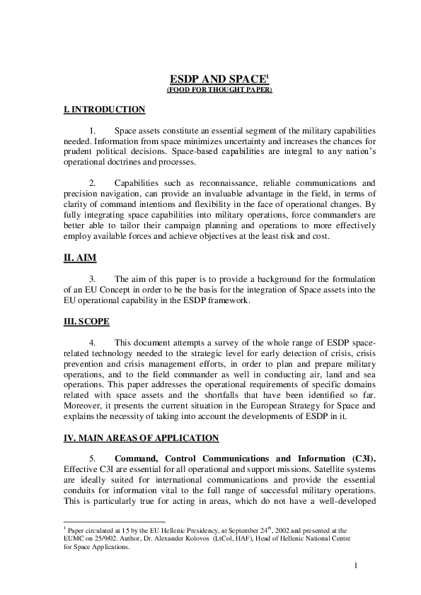 (PDF) ESDP and Space.