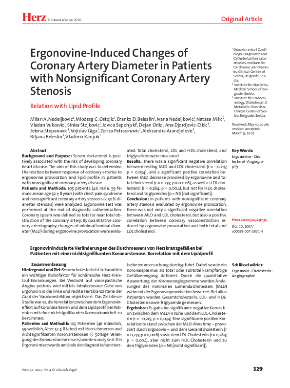 (PDF) Ergonovine-Induced Changes of Coronary Artery Diameter in ...