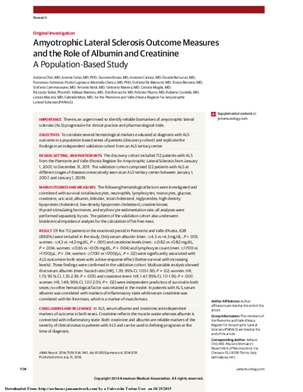 (PDF) Amyotrophic lateral sclerosis outcome measures and the role of ...