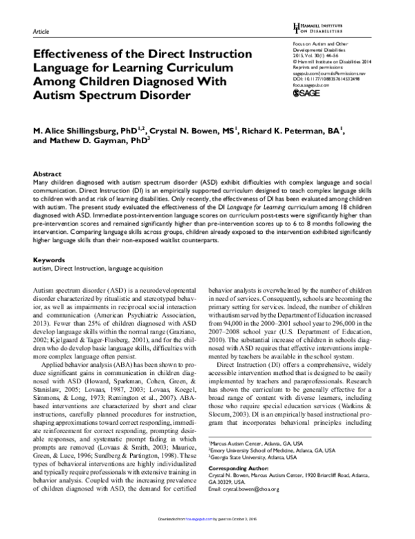 (PDF) Effectiveness of the Direct Instruction Language for Learning ...