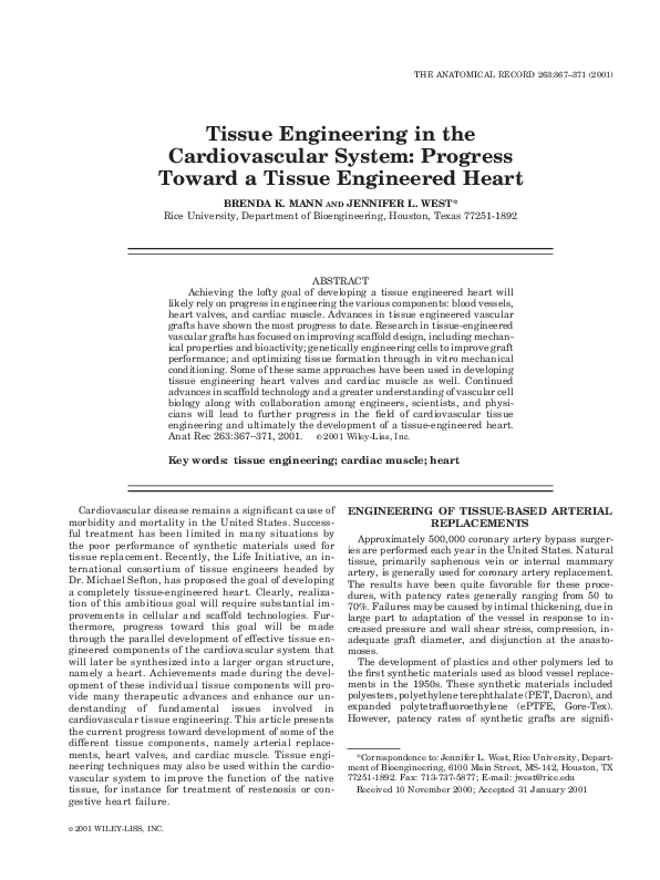 pdf-tissue-engineering-in-the-cardiovascular-system-progress-toward