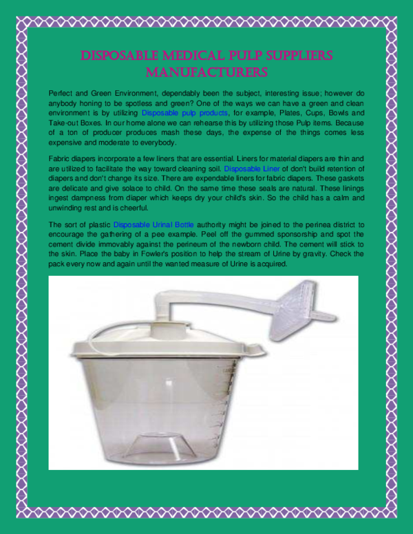 (PDF) Disposable Medical Pulp Suppliers Manufacturers | Margery ...