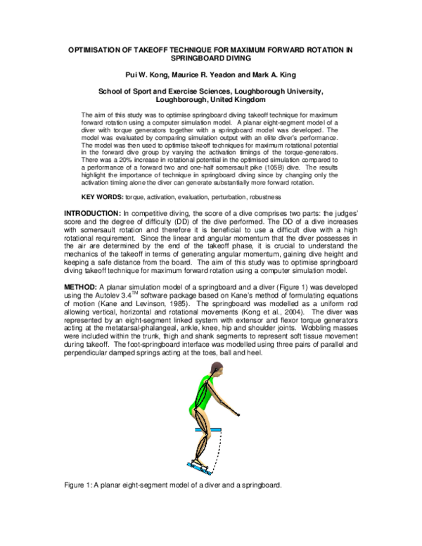(PDF) Optimisation of Takeoff Technique for Maximum Forward Rotation in ...