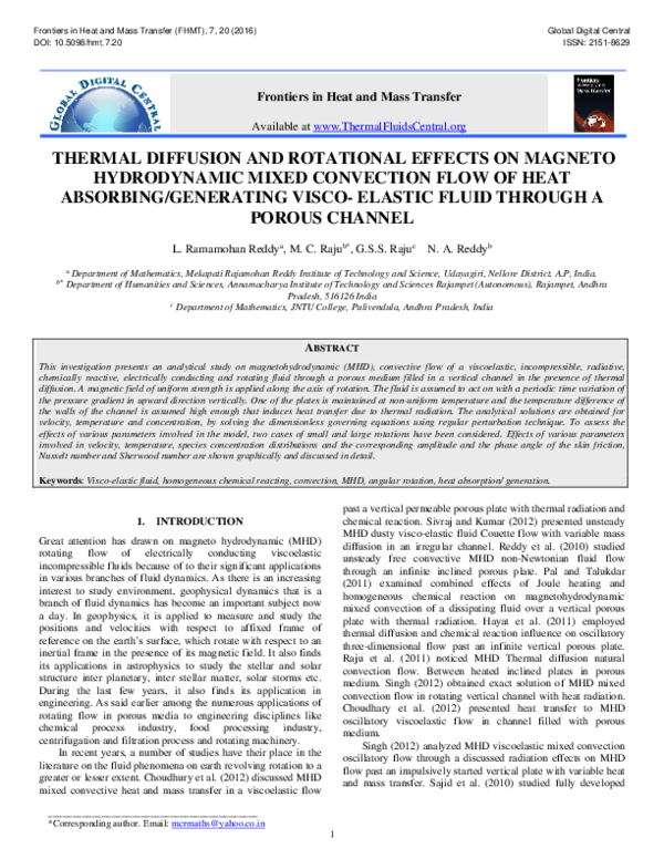 Pdf Thermal Diffusion And Rotational Effects On Magneto Hydrodynamic Mixed Convection Flow Of