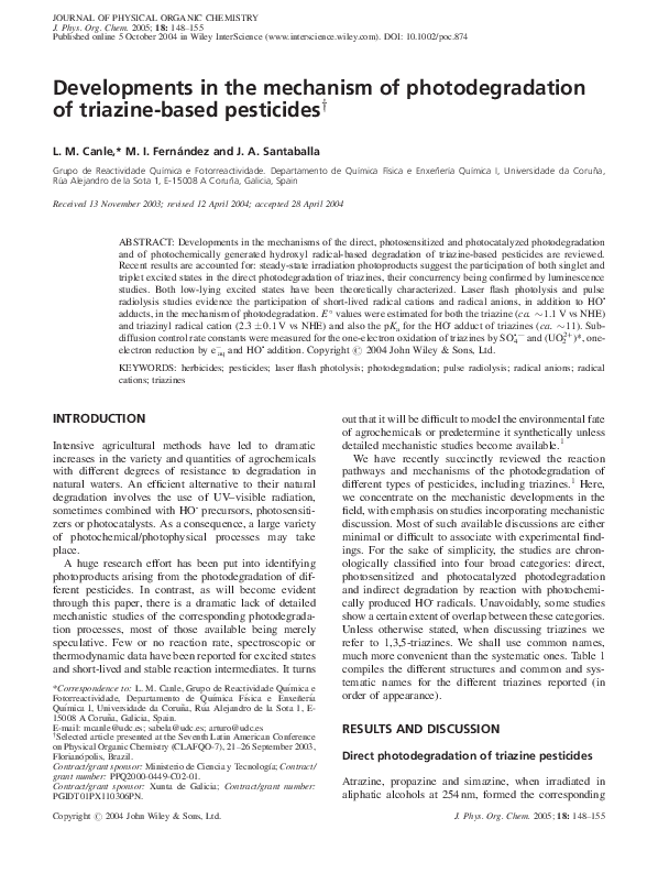 (PDF) Developments in the mechanism of photodegradation of triazine ...