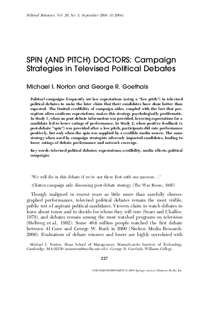 (PDF) Spin (and Pitch) Doctors: Campaign Strategies in Televised ...