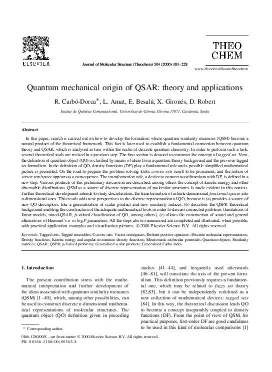 (PDF) Quantum Similarity Measures in QSAR: Theory and Applications